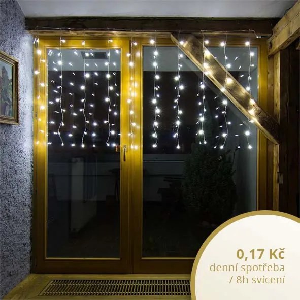 LED světelná záclona HOBBY LINE, 2x1m, ledově bílá, 100 diod