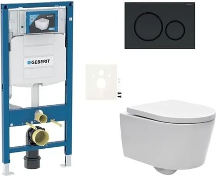 Závěsný WC set Geberit do lehkých stěn / předstěnová + WC SAT Brevis SIKOGESBRES20BL