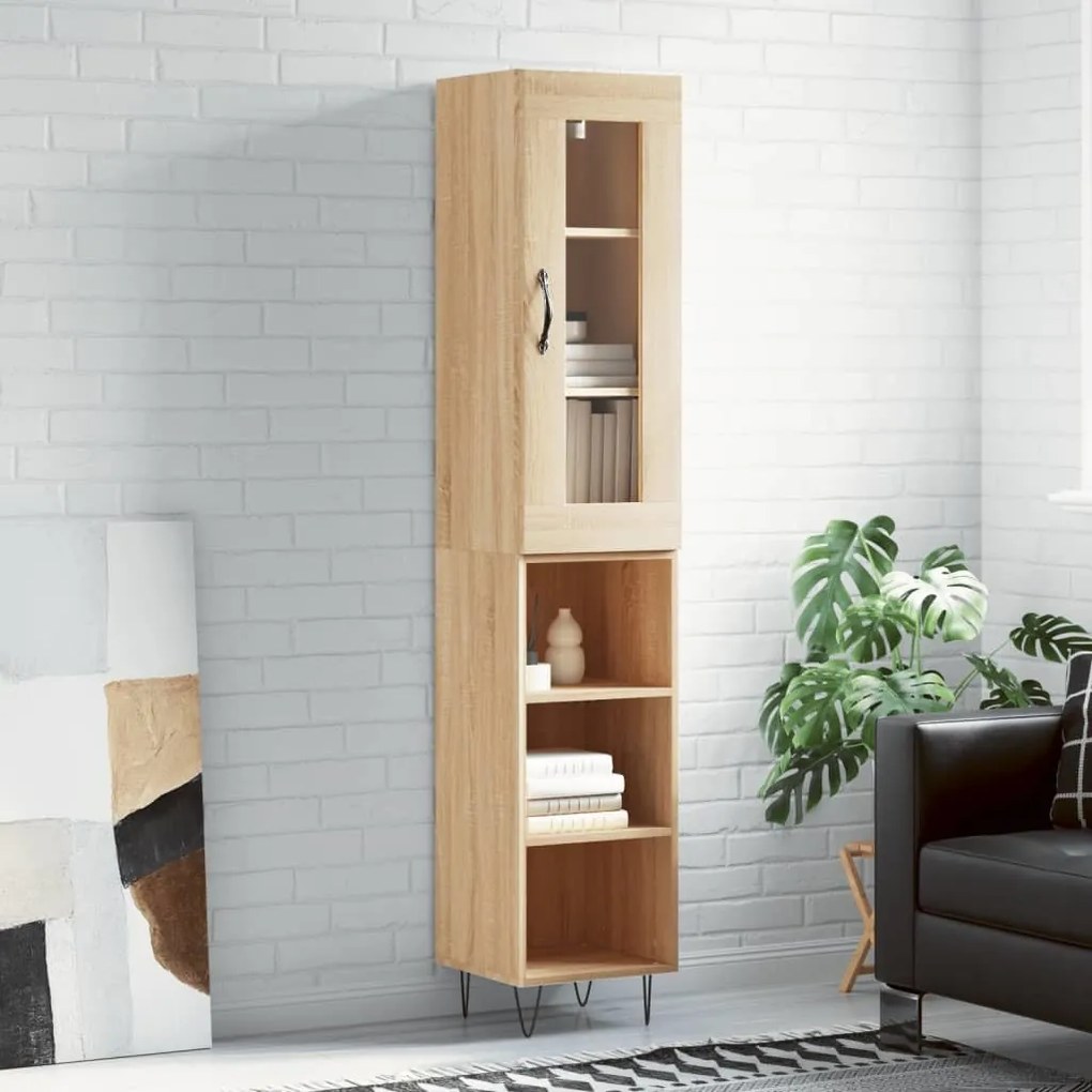 vidaXL Skříň highboard 34,5 x 34 x 180 cm kompozitní dřevo [3199399] Barva: Betonová šedá