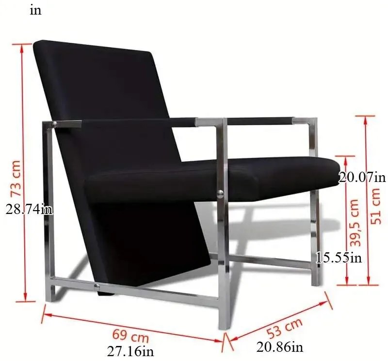 Křeslo relaxační, chrom, ekokůže, černá, NoBi ZIRKON