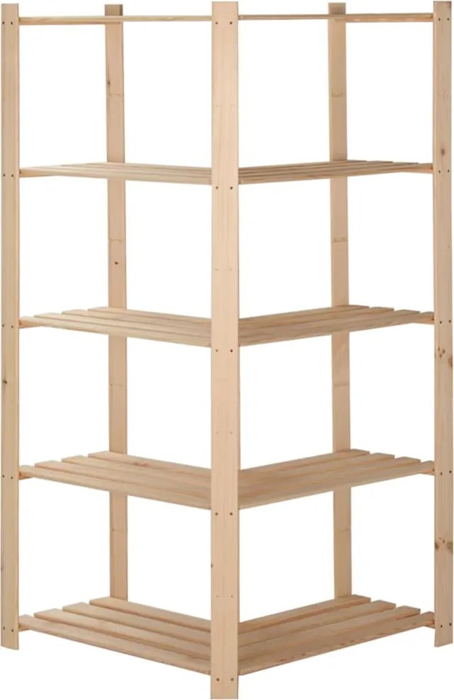 5patrový úložný regál rohový 82,5x82,5x170 cm masivní borovice 327323