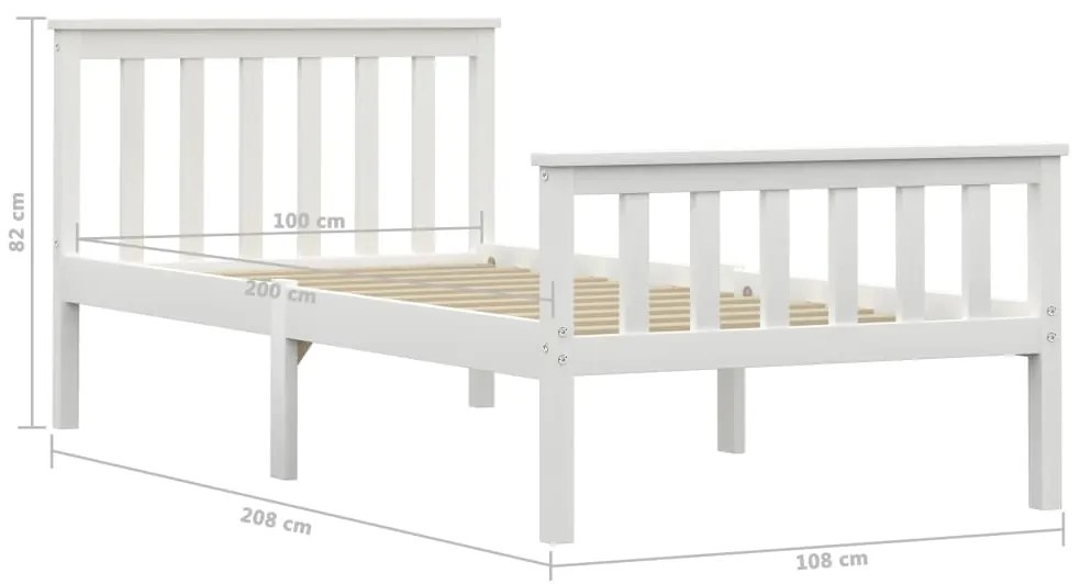 vidaXL Marketos Rám postele bílý masivní borové dřevo 100 x 200 cm