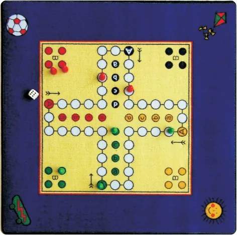 AW Dětský hrací koberec "Člověče, nezlob se", modrý 092x092 cm