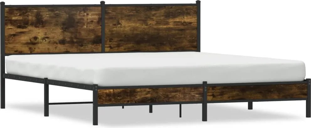 Kovový rám postele bez matrace kouřový dub 183 x 213 cm 3301378