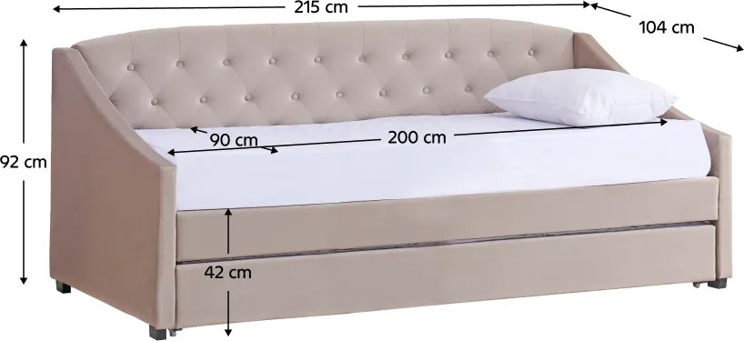 Rozkládací postel, hnědošedá Taupe, ALODA