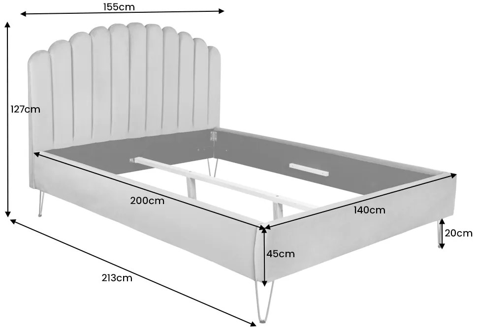 Designová postel Palmira 140 x 200 cm starorůžová