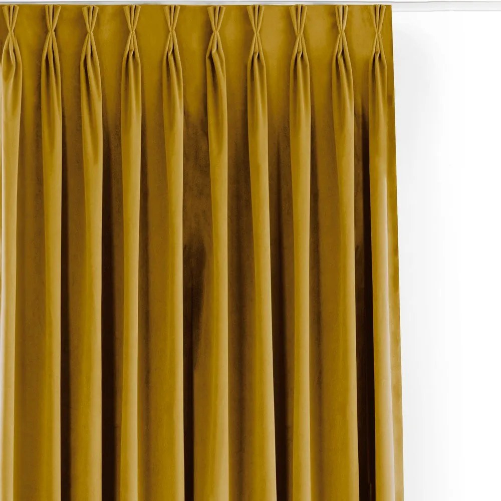 Sametový dimout závěs v hořčicové barvě 140x300 cm Velto – Filumi