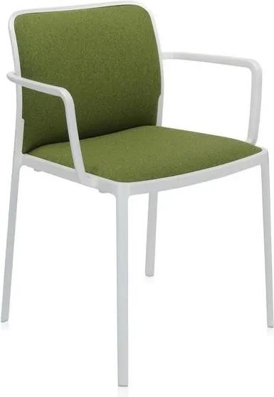 Kartell - Židle Audrey Soft Trevira s područkami, bílá/zelená