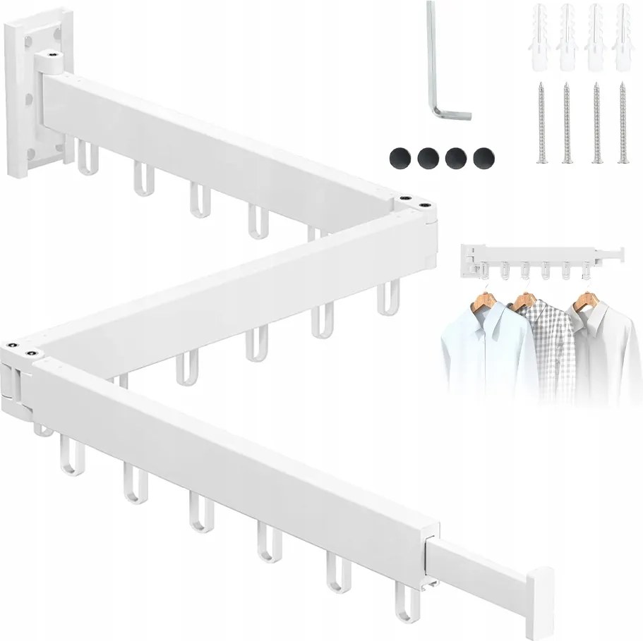 Věšák Na Oblečení Skládací Sušák Na Prádlo 18 Háčků Bílý