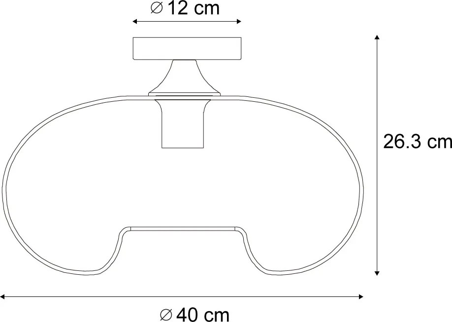 Art Deco stropní svítidlo černé s kouřovým sklem 40 cm - Busa