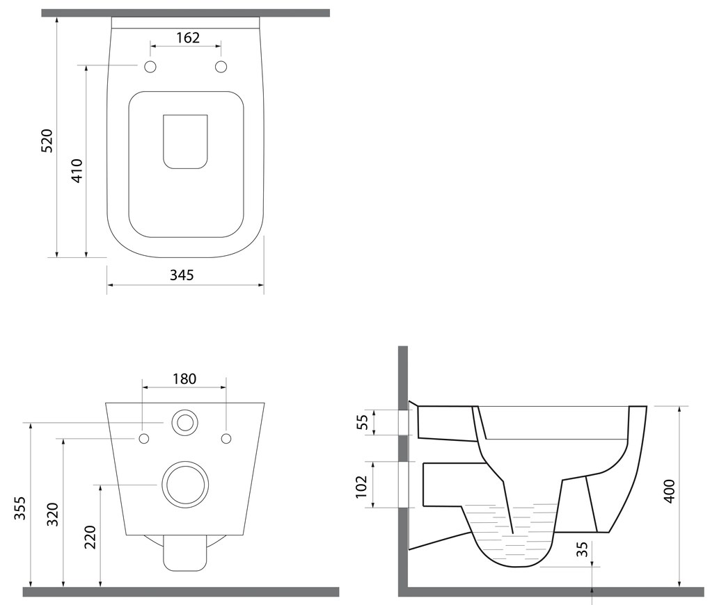 Isvea Isvea, VEA závěsná WC mísa, Rimless, 34,5x52cm, bílá, 10VA02001