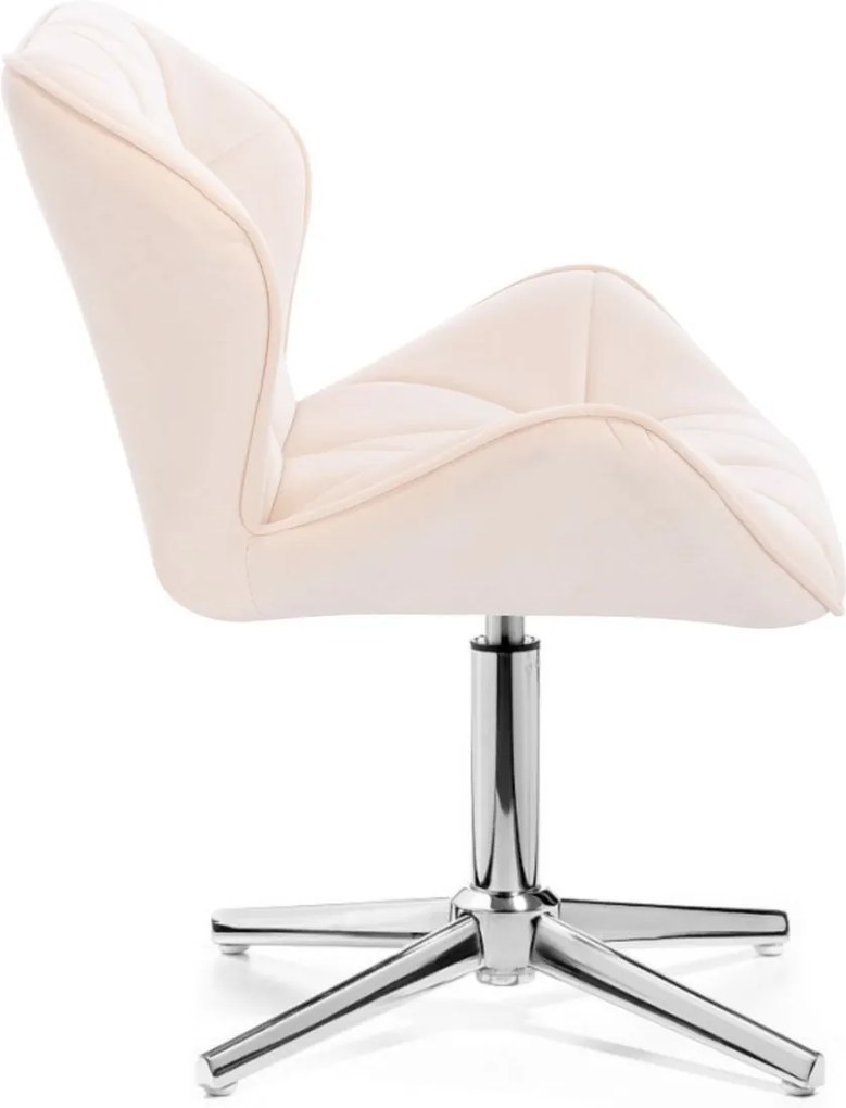 LuxuryForm DESIGN Otočná židle MILANO VELUR na stříbrném kříži - krémová