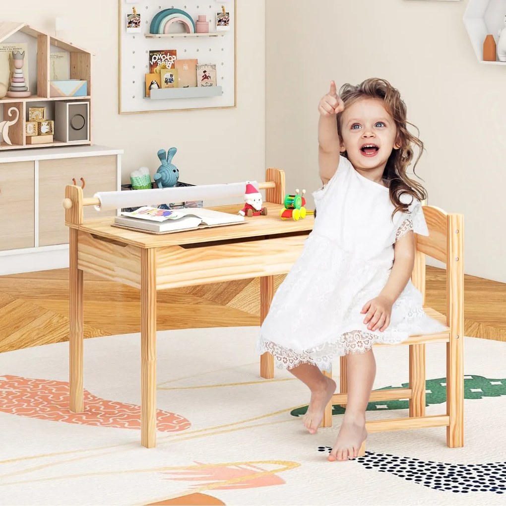 Costway Toddler Multifunkční stolek s židlí pro umění a řemesla s držákem