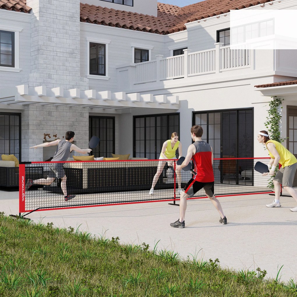 SPORTNOW Přenosná síť na pickleball – Sada 6,7m s nejvyššími standardy, včetně sítě, značkovačů, sběrače míčků a tašky pro venkovní použití