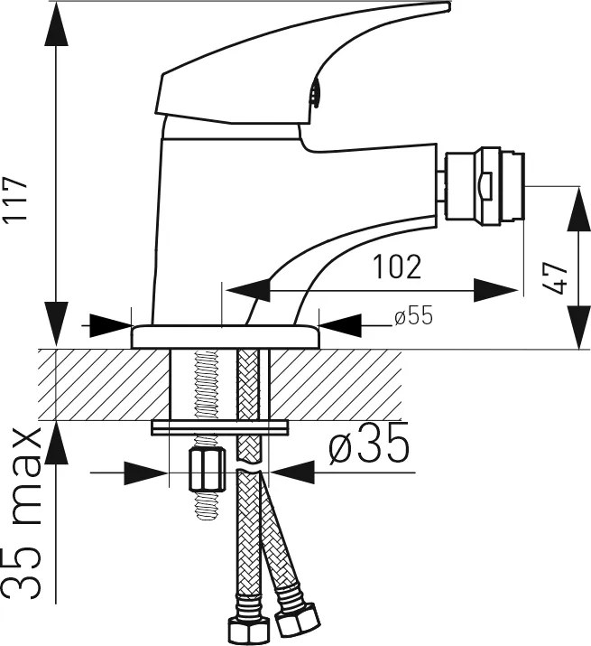 Ferro One - Bidetová baterie s výpustí, chrom, BFO6