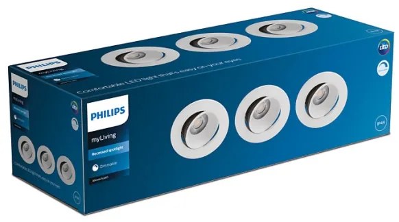 Philips - SADA 3x LED Stmívatelné koupelnové svítidlo ABROSA LED/9W/230V IP44