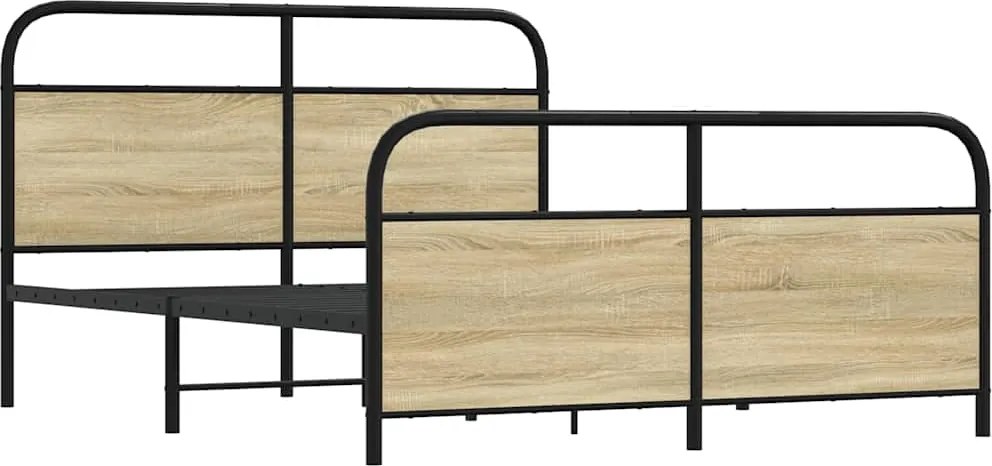 Kovový rám postele bez matrace dub sonoma 150 x 200 cm 3318650