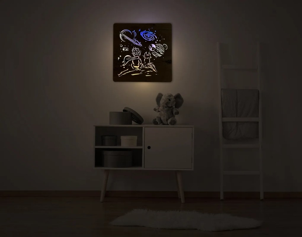 Li-Go "Malý princ" světelný obraz s baterií 42x42 cm provedení povrchu: jedle