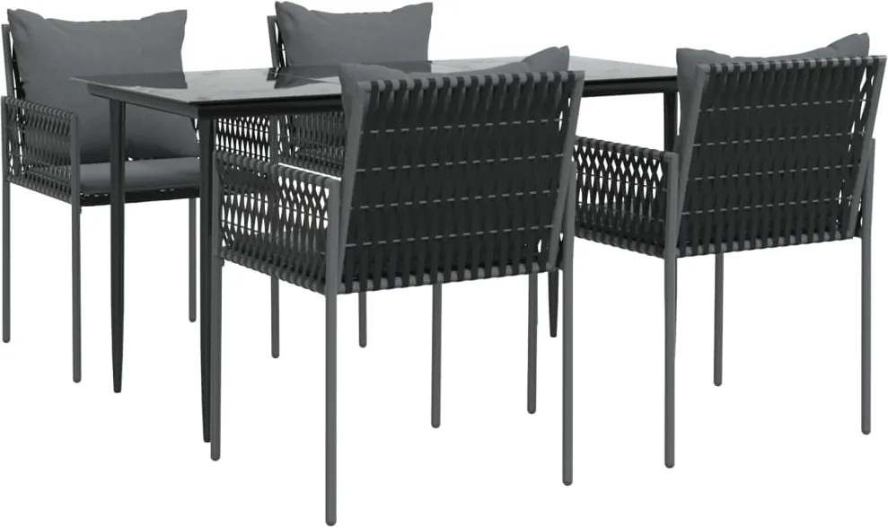 5dílný zahradní jídelní set s poduškami polyratan a ocel 3187055
