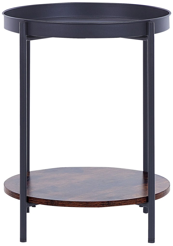 Odkládací stolek tmavé dřevo/černá ⌀ 41 cm BORDEN Beliani