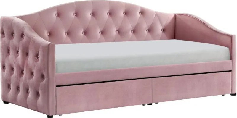 Postel s úložným prostorem, 90x200, růžová Velvet látka, ZASKA Kondela 0000410675