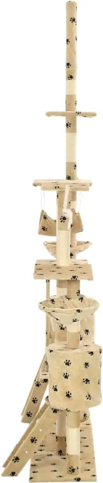Škrabadlo pro kočky sisalové sloupky 230-250 cm béžové, tlapky 170620
