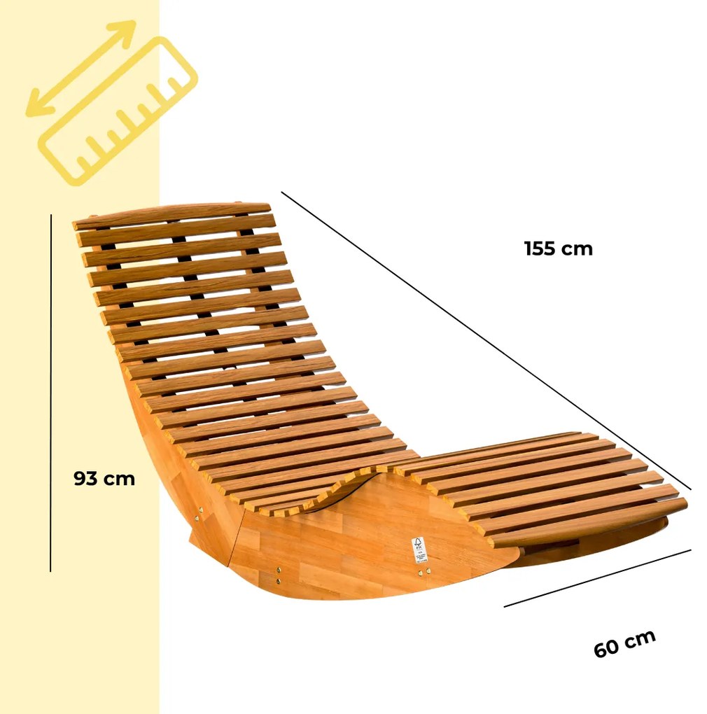 Houpací lehátko BALI, 155x60x93cm, přírodní hnědá Casaria