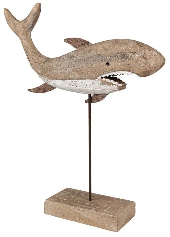 Dřevěná dekorativní soška žralok Shark na podstavci Nauticco - 34*8*39 cm
