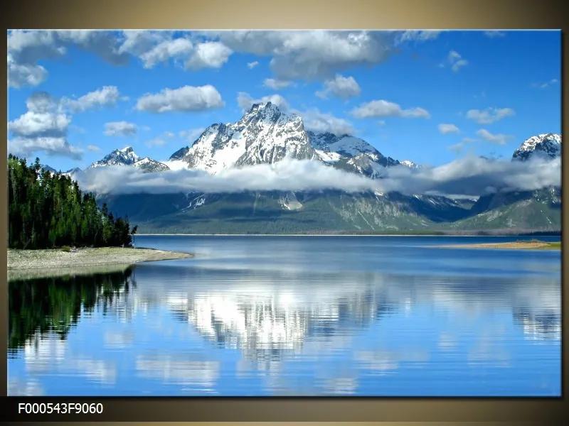 Obraz na plátně Zasněžené hory a jezero, Obdélník 90x60cm 1520 Kč