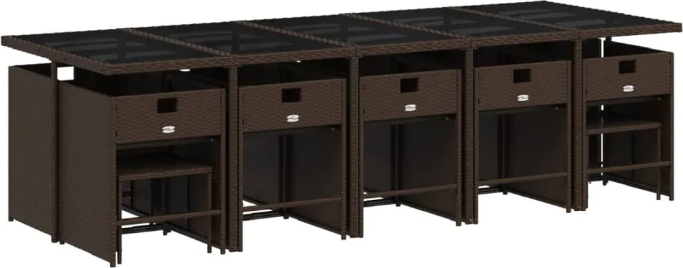 15dílný zahradní jídelní set s poduškami hnědý polyratan 3277940