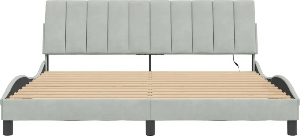 Rám postele s LED osvětlením bez matrace Hanko světle šedý 180 x 200 cm samet 3213793