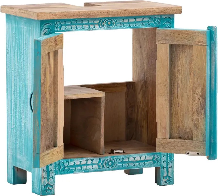 furniture-nabytek.cz - Masivní skříňka pod umyvadlo Santoro, Holz - Mango, modrá