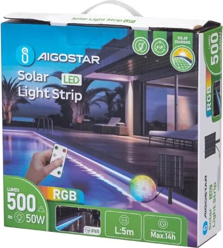 Aigostar - LED RGB Stmívatelný solární pásek LED/5W/3,2V 5+2m IP65 + DO