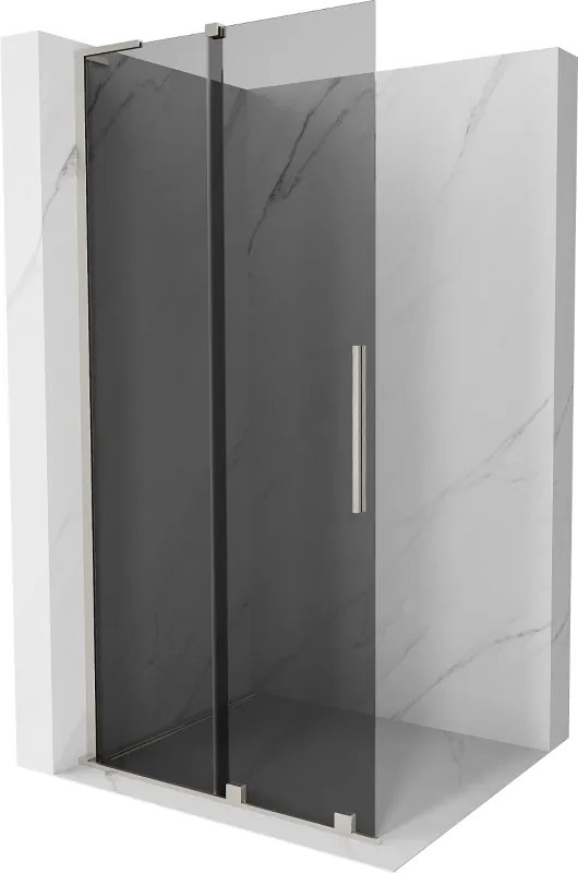 Mexen Velar L, posuvná sprchová zástěna Walk-in 90 x 200 cm, 8mm šedé sklo, broušená ocel, 871-090-003-43-97