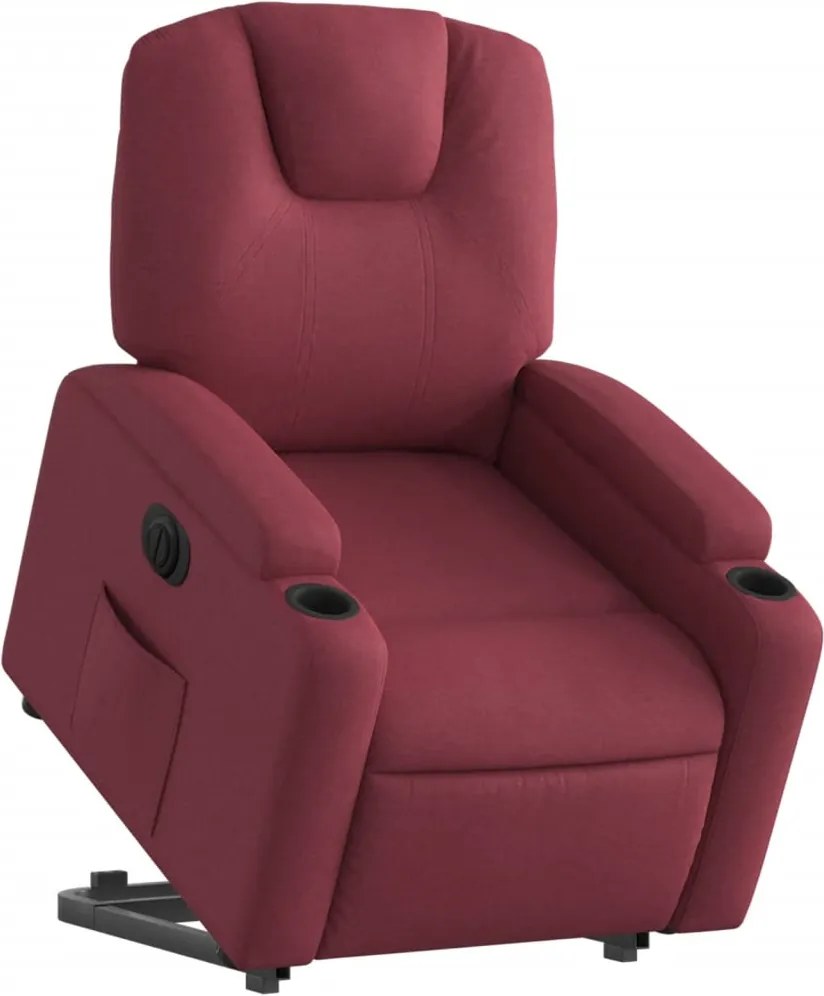 Elektrické zvedací polohovací křeslo vínové textil 3204395