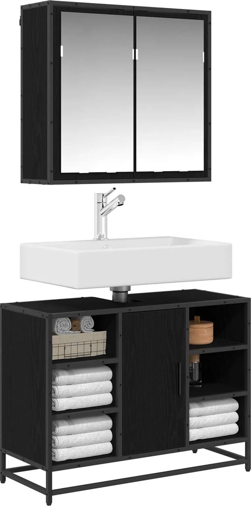 Sada koupelnového nábytku 2 ks Černý dub 80 x 33 x 60 cm 3402461
