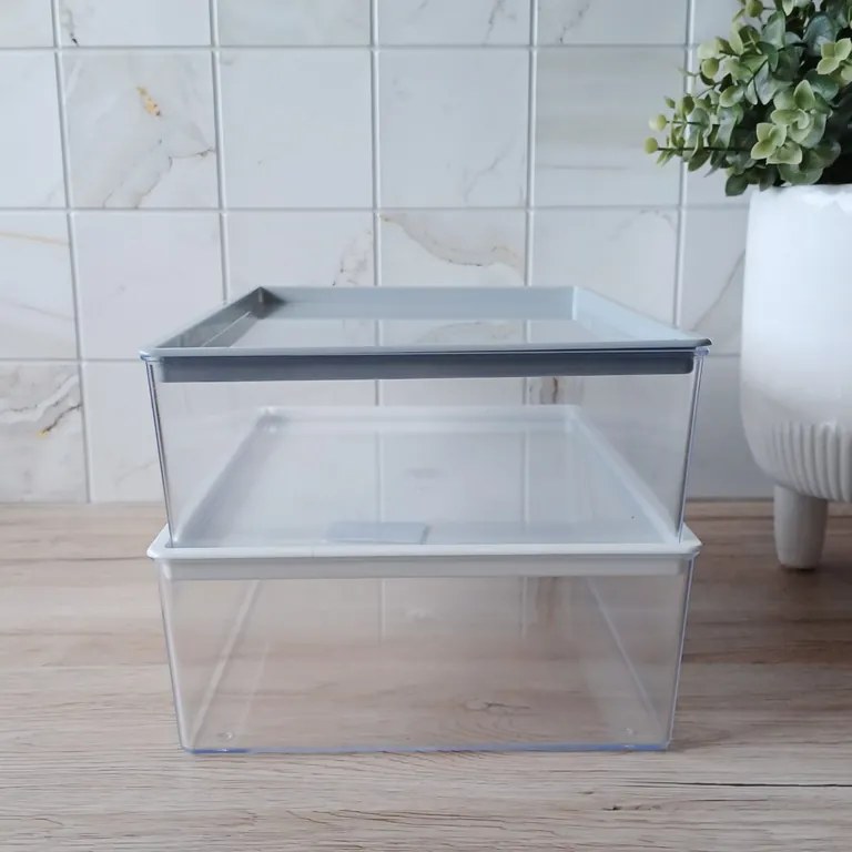 DÓZA NA SUCHÉ POTRAVINY 2 500 ml – nízká, průhledná | DomaLEP varianta: ŠEDÁ