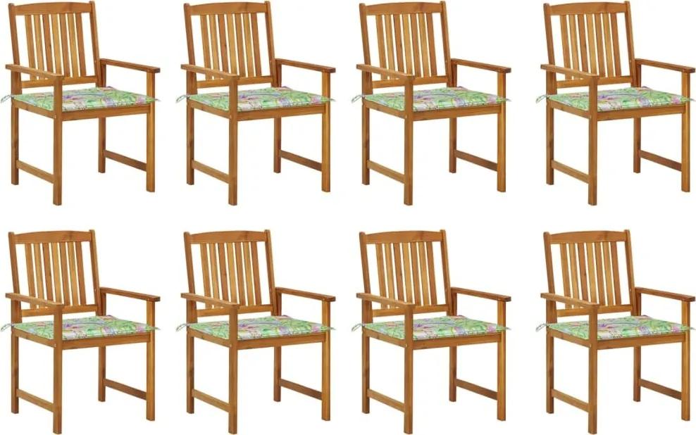 vidaXL Zahradní židle s poduškami 8 ks masivní akáciové dřevo [3078172] Barva: Jasně zelená