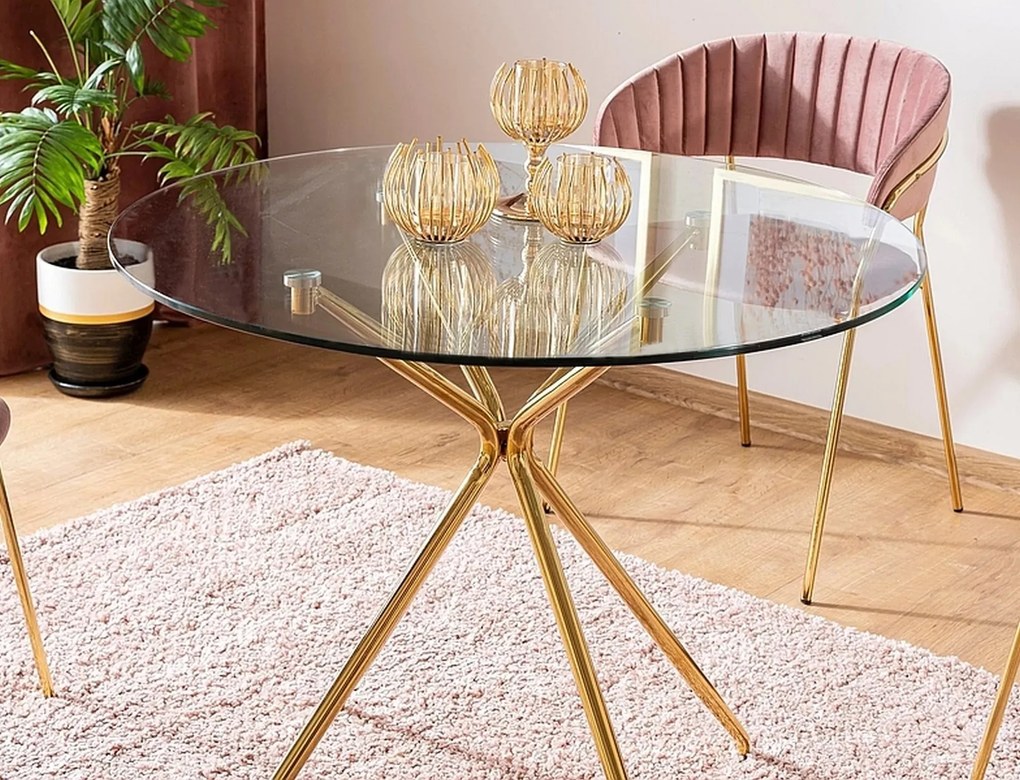 Jídelní stůl Azalia 80 cm čirý/zlatý