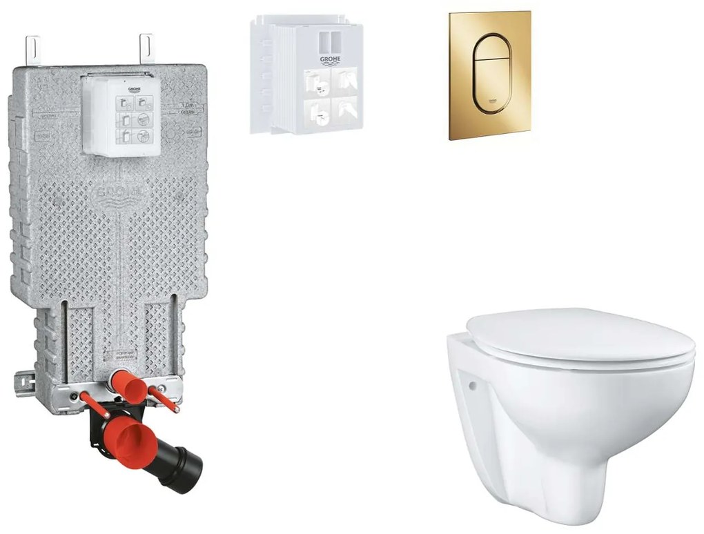 Grohe Uniset - Set předstěnové instalace, klozetu, sedátka SoftClose a tlačítka Arena Cosmopolitan S, Cool Sunrise SANI15BB4105