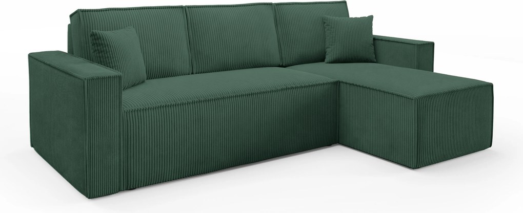 Rohová rozkládací sedací souprava do L BASIC, 240 cm, s úložným prostorem Roh pohovky: Pravý roh, Barva látky: Světle krémová (Poso 100)