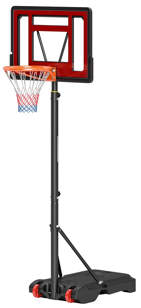 HOMCOM Basketbalový stojan venkovní s kolečky, výškově nastavitelný basketbalový koš 160-210 cm se stojanem, zadní stěna 83x59 cm, pro teenagery na d…