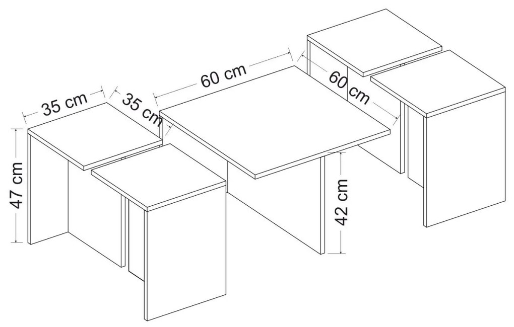 Set konferenčních stolků Oven (Dub + Černá). 1073008