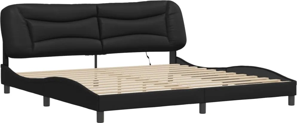 Rám postele s LED bez matrace Hvar černý 200 x 200 cm 3213955
