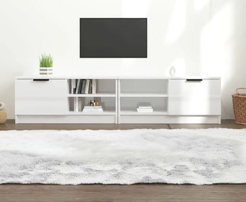 vidaXL TV skříňky 2 ks 80 x 35 x 36,5 cm kompozitní dřevo [811473] Barva: bílá s vysokým leskem