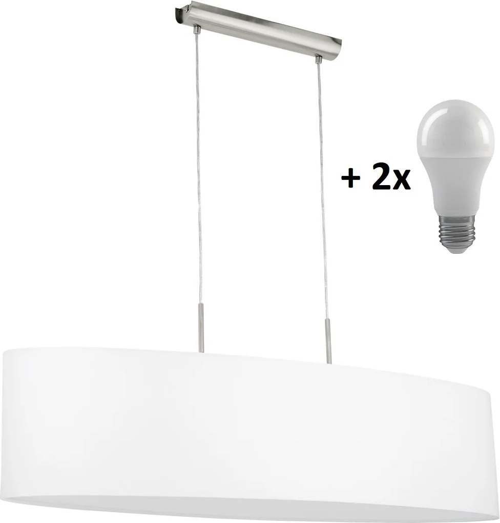 Eglo 31584 Pasteri white - Závěsné bílé textilní svítidlo + Dárek 2x LED žárovka