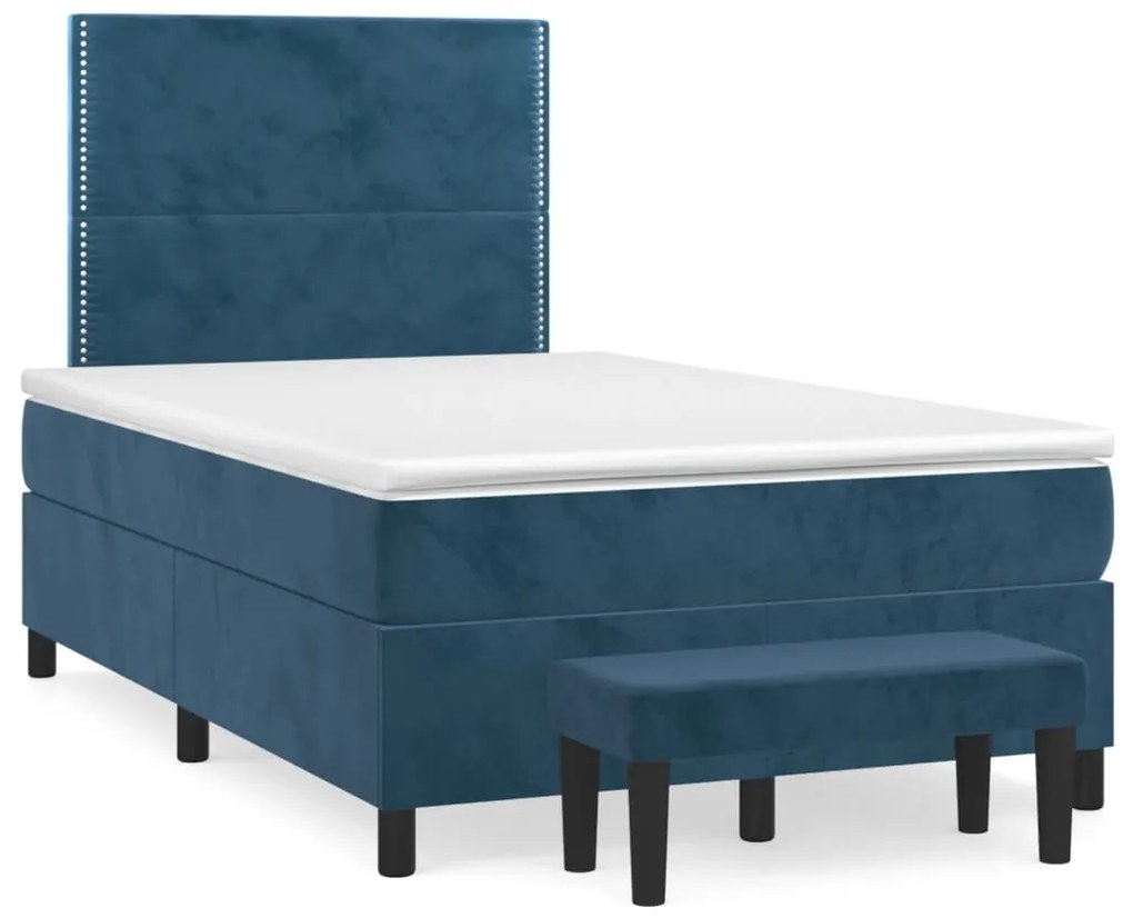 Box spring postel s matrací tmavě modrá 120x190 cm samet 3270467