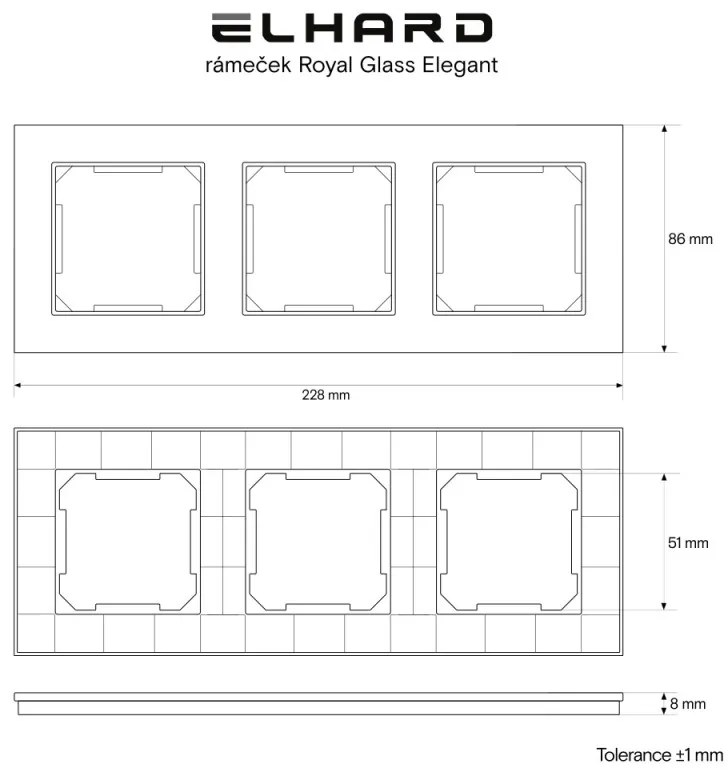 Elhard Skleněný trojrámeček Royal Glass Elegant, bílý YE3103W