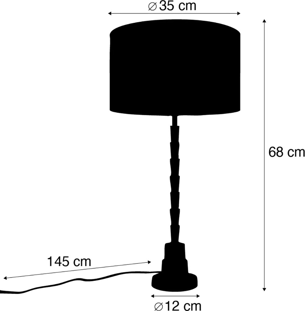 Stolní lampa bronzová se sametovým stínidlem taupe 35 cm - Pisos