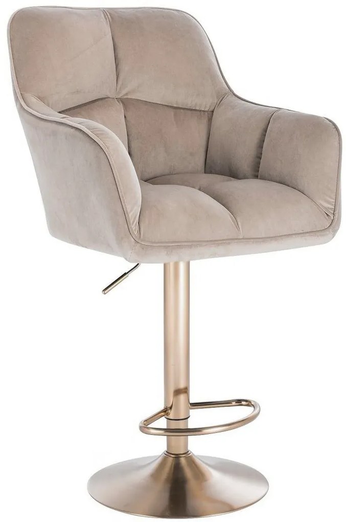 LuxuryForm DESIGN Barová židle AMALFI VELUR na zlaté kulaté podstavě - latte